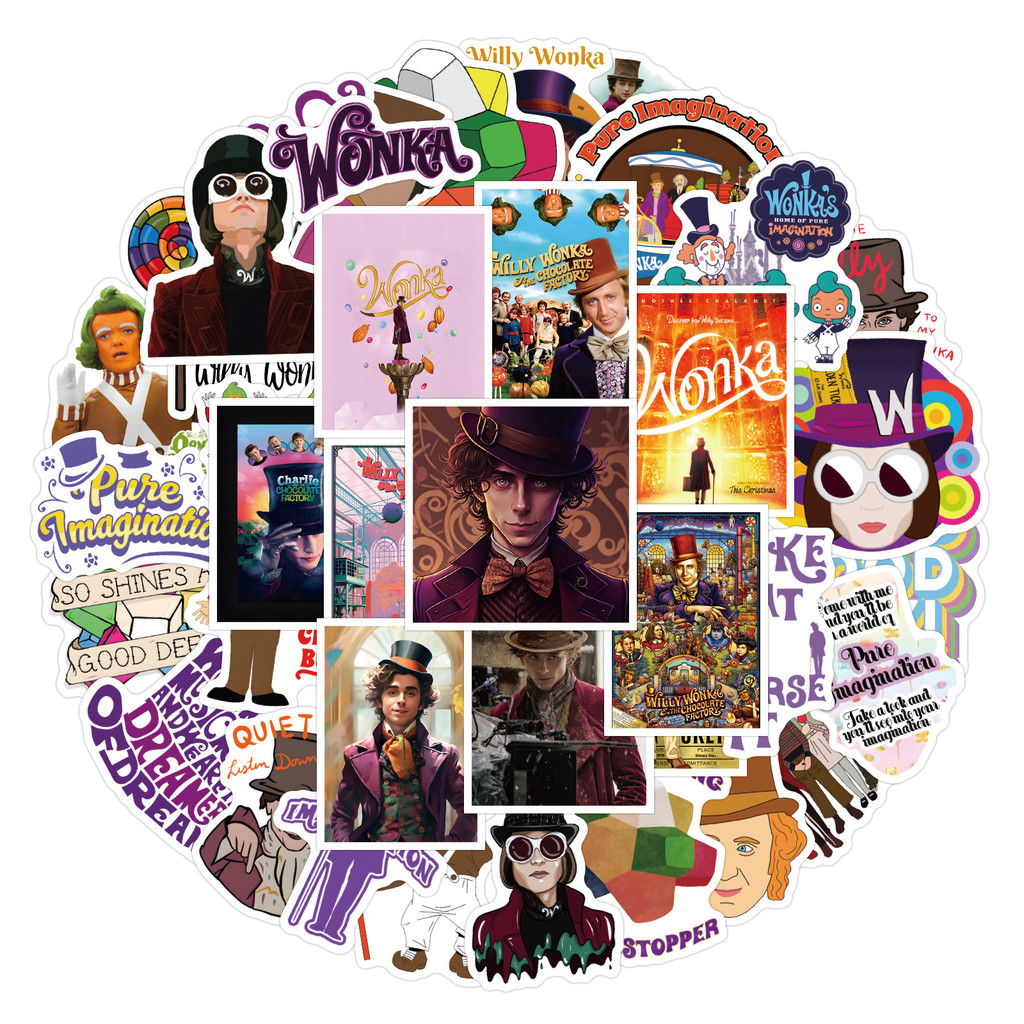 50ชิ้น/เซ็ต สติ๊กเกอร์ Willy Wonka Series 01 Diy แฟชั่นสติ๊กเกอร์ Doodle กันน้ํา | Shopee Thailand