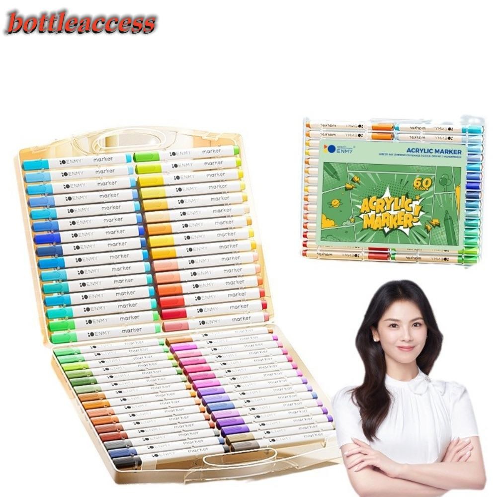 Bottleaccess เด็กปากกาอะคริลิค, 12/24/36/48/60/80 สีเครื่องเขียน Graffiti Marker, กันน้ําเขียน ...