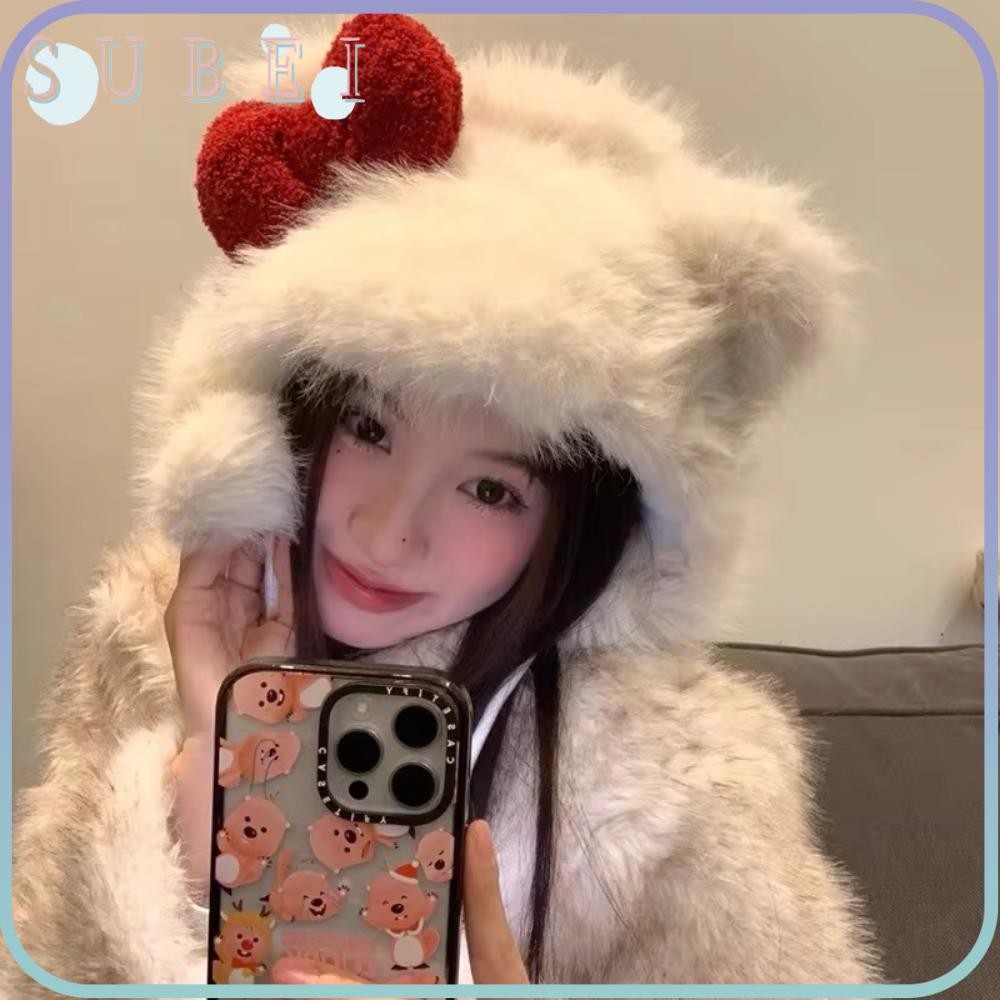 Sukaa หมวกอุ่น, หมวกหูแมวป้องกันหูลูกไม้, หมวกถักนิตติ้งกันลมกุทัณฑ์ ...