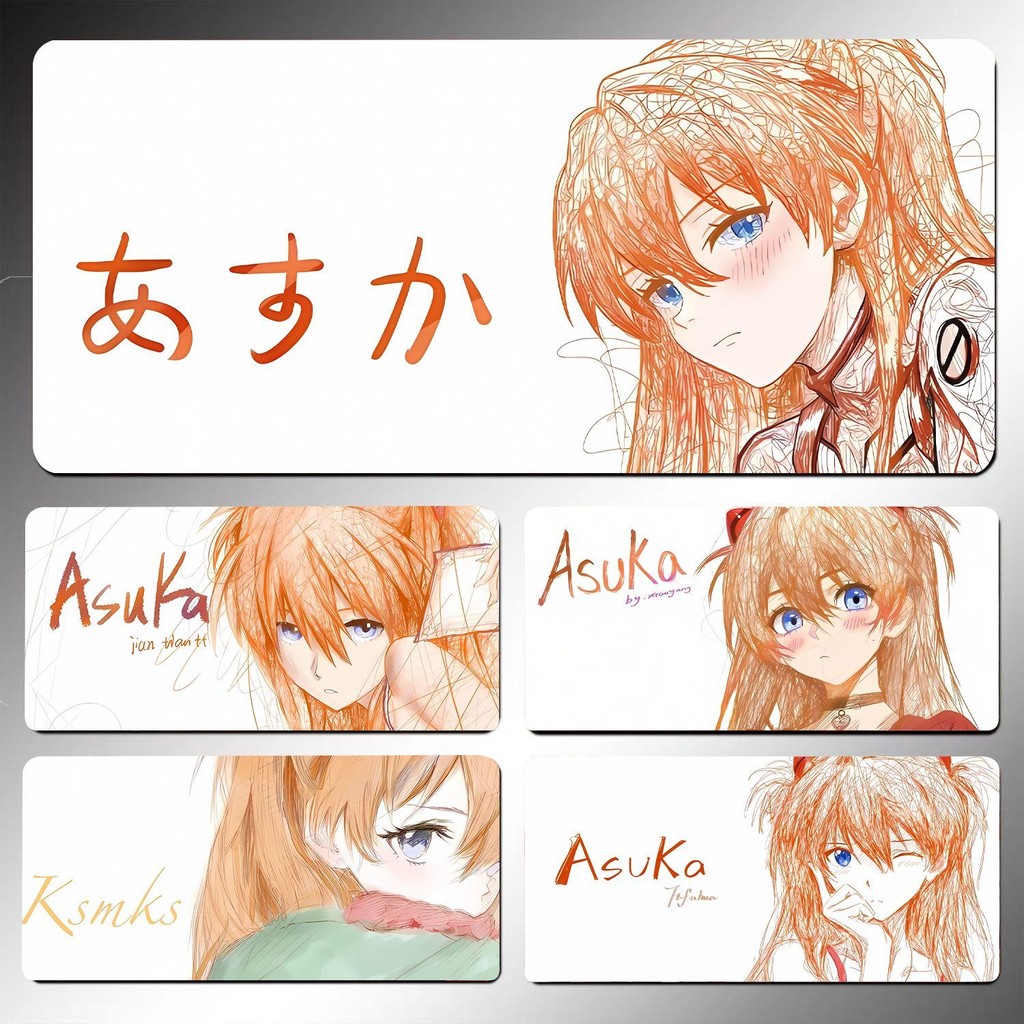 EVA Asuka Anime Line Draft Mouse Pad ขนาดใหญ่เกมคีย์บอร์ด Pad Anti-slip ...