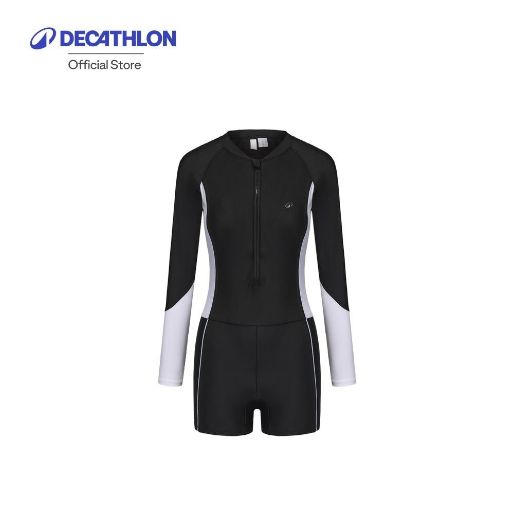 Decathlon One-Piece Long-Sleeve Shorty Swimsuit With Zip Una ชุดว่ายน้ำ ...