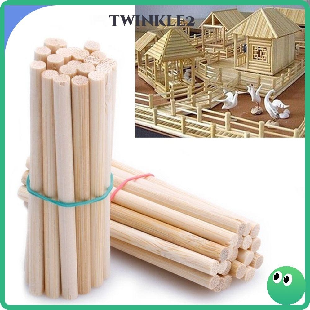 Twinkle 10 ชิ้นนับแท่ง, แท่งไม้กลมเบิร์ชทรงกลม, โมเดลอาคารงานไม้ไม้ Diy ...