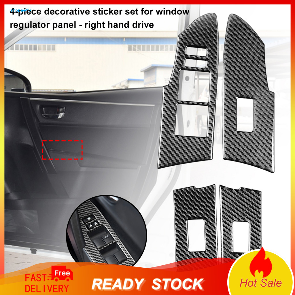 Setn 4 ชิ้นแผงสติกเกอร์ทนทาน Self-กาวคาร์บอนไฟเบอร์รถหน้าต่างลิฟท์แผงสวิตช์ Trim สติกเกอร์ ...
