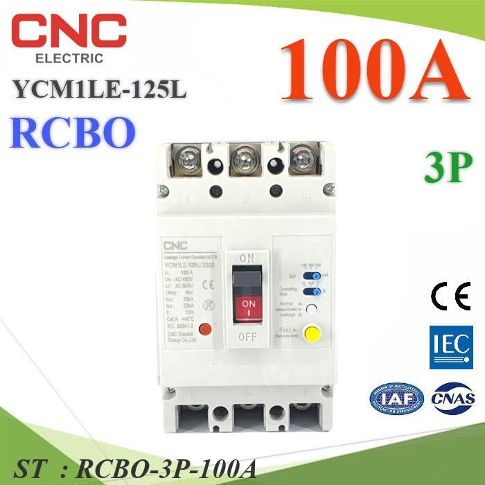100A 3P RCBO AC Residual Current Circuit Breaker with Overcurrent ...