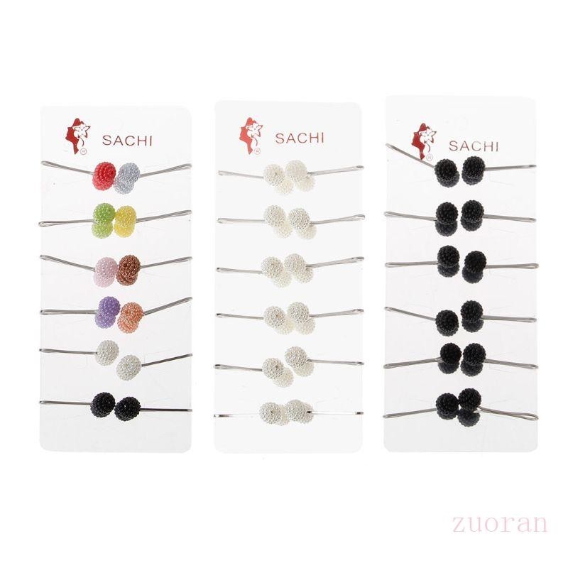 Zuo 12 ชิ้นชุดมุสลิม Hijab Pearl เข็มกลัด Pins ผ้าพันคอความปลอดภัยคลิป ...