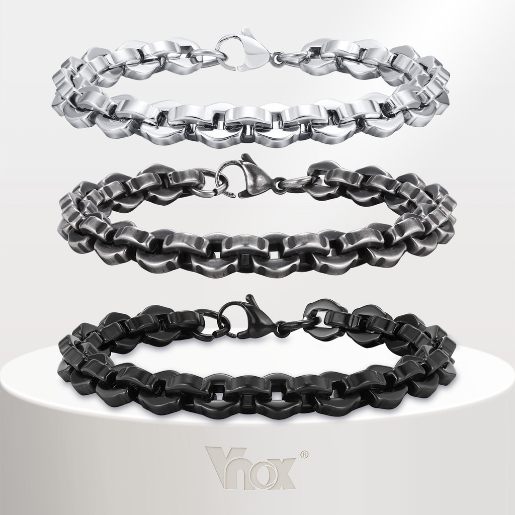 Vnox Punk Handmade Chain สร้อยข้อมือสําหรับชาย,สแตนเลสสตีล Links สายรัด ...