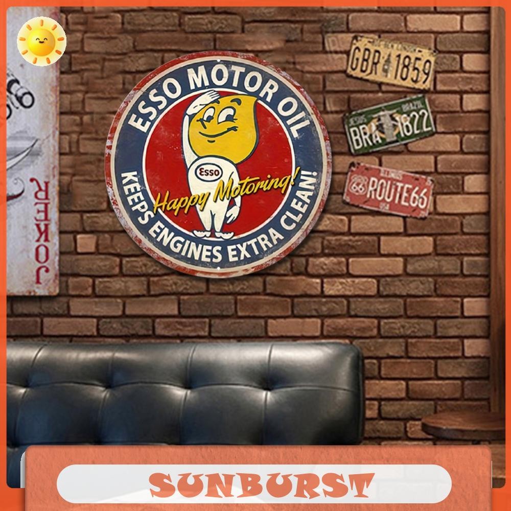Vintage โลหะแผ่น ESSO น้ํามัน Happy Motoring รอบภาพวาดเหล็ก Wall Art ...