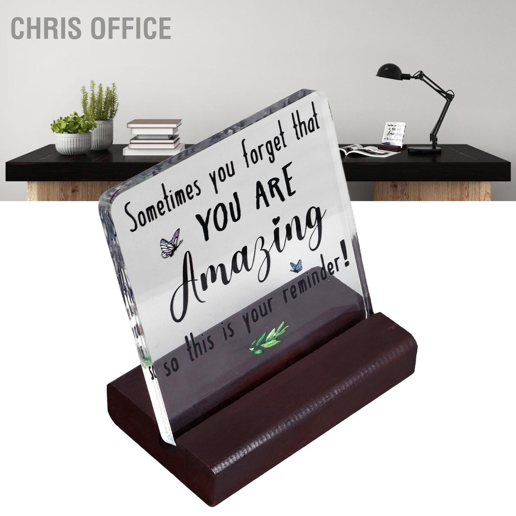Chris office เพื่อนร่วมงานออกจากของขวัญอะคริลิคใสหนาฐานไม้ขนาดที่ ...