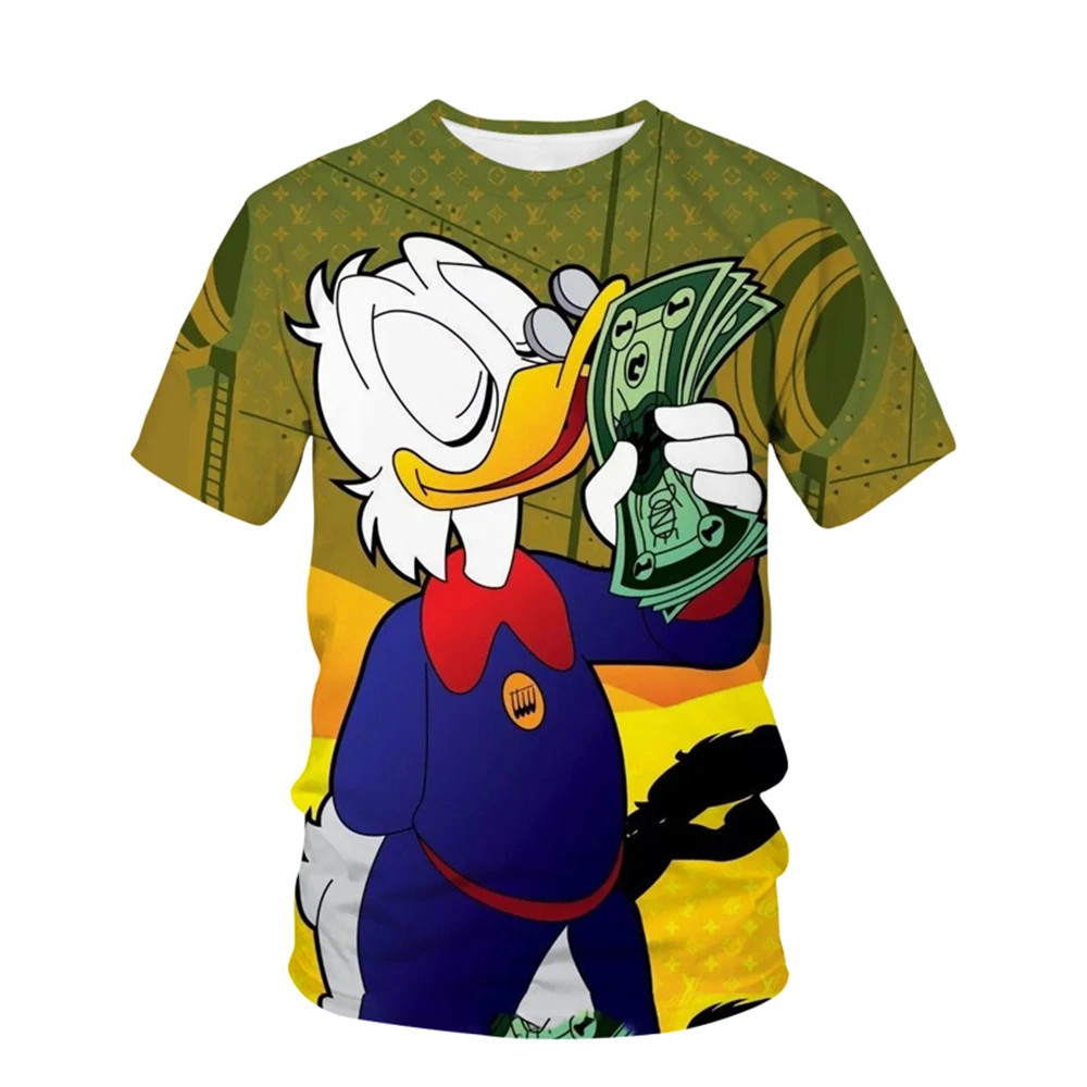 .MINISO เสื้อยืด Donald Duck 3D การ์ตูน สไตล์ STREETWEAR สำหรับทุกวัย ...