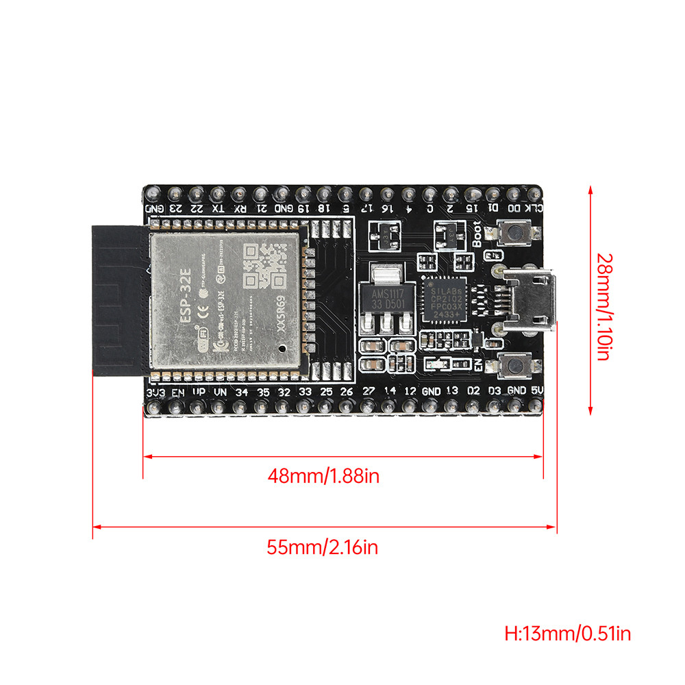 ESP32-DevKitC-32E บอร์ดพัฒนาโมดูลพร้อม ESP-32E โมดูล 4MB CP2102 ชิปไดร์ ...