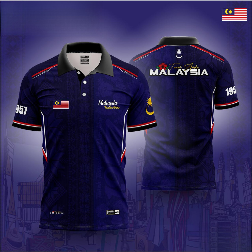 2025 Trend Merdeka Blue Batik Edition เสื้อโปโล 3D วันประกาศอิสรภาพ 68 ...