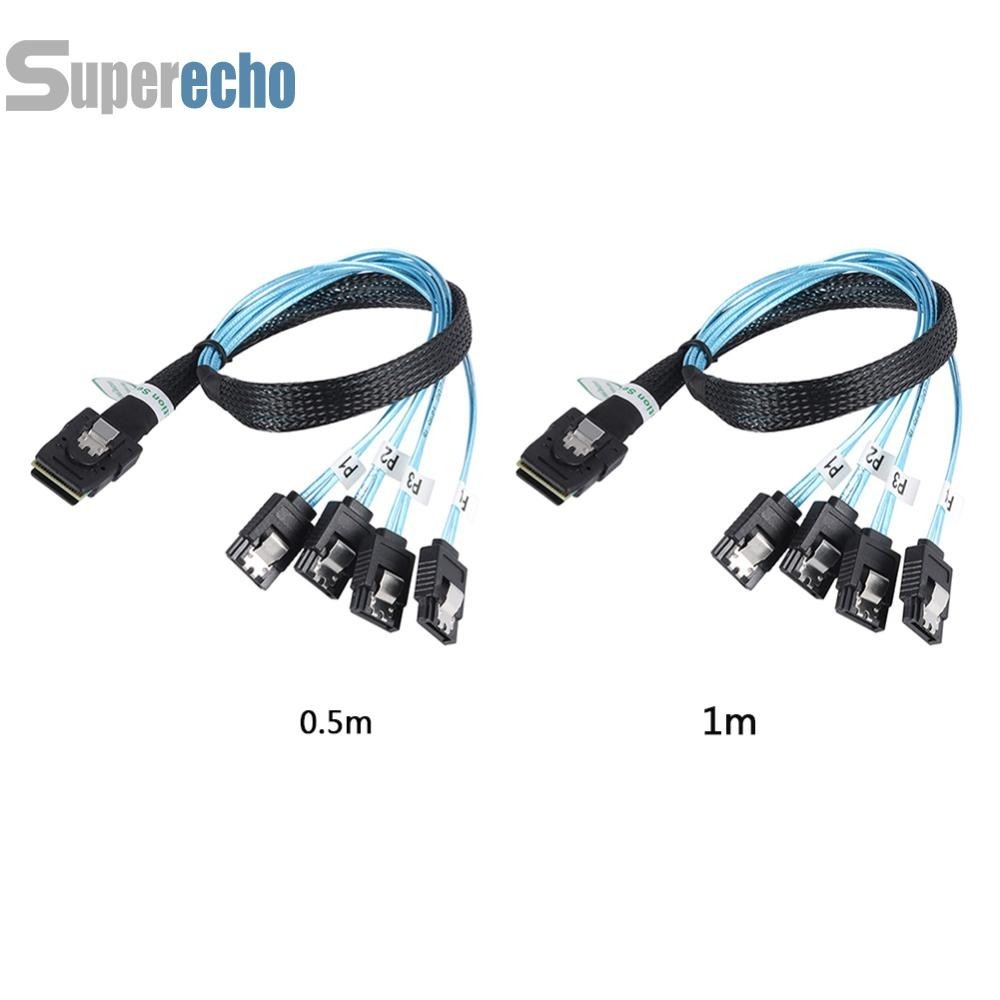 Internal Mini SAS SFF-8087 36-Pin to 4 SATA 7-Pin Forward Breakout Cable [superecho.th] | Shopee ...