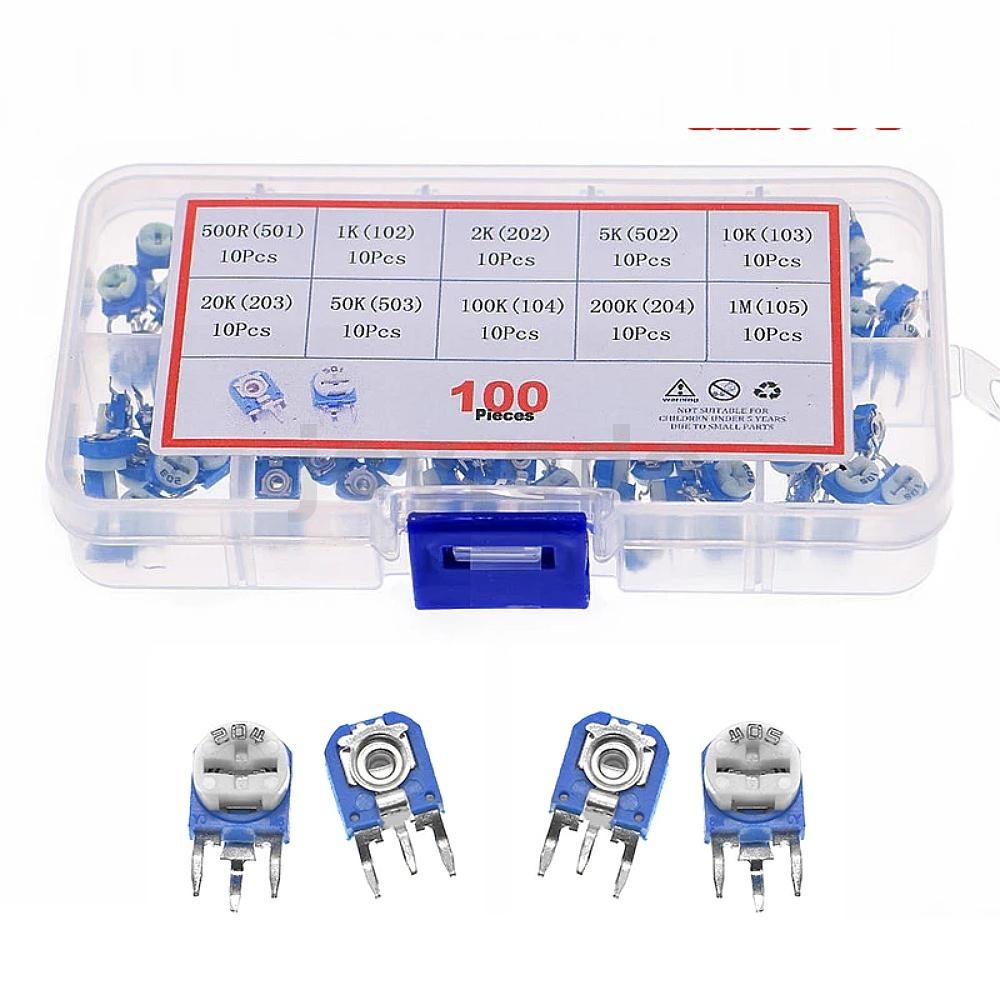 100pcs RM063 Trimmer Potentiometerปรับ Resistor Kit 500R 1K 2K 5K 10K ...