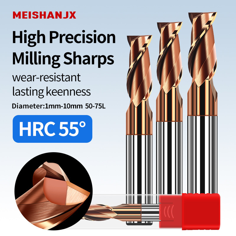 ดอกกัดเอ็นมิลคาร์ไบด์ 55HRC 1-8 มม. 2 ฟัน สำหรับ CNC โลหะเหล็กทังสเตน ...