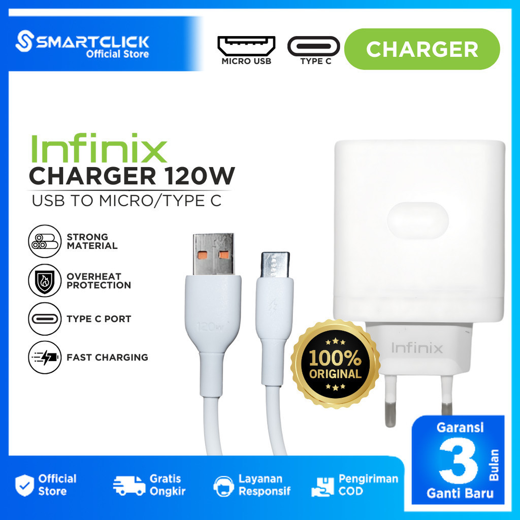 เครื่องชาร์จ Infinix Super Charge 120W Micro USB ชาร์จเร็วของแท้ 100% ...