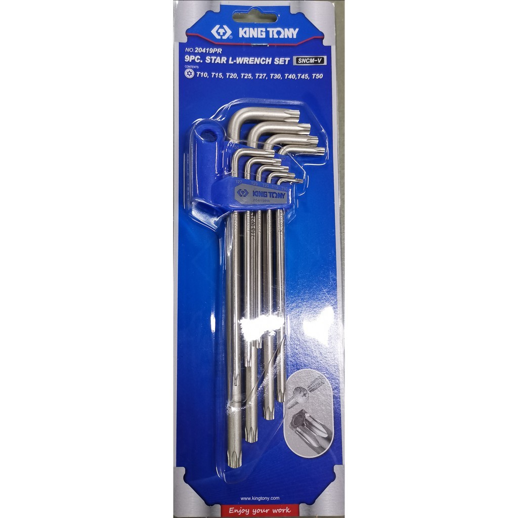 KINGTONY 20419PR KI-6903001 ประแจแอล ท็อคยาว มีรู 9ตัวชุด ประแจท็อค ...