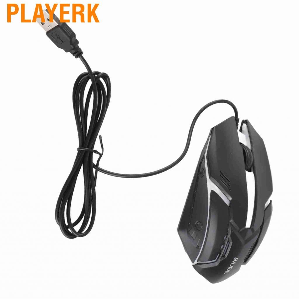 PlayerK RGB เมาส์แบบมีสายสำหรับเล่นเกม Plug and Play 3 ปุ่มแบบพกพา 1000 ...