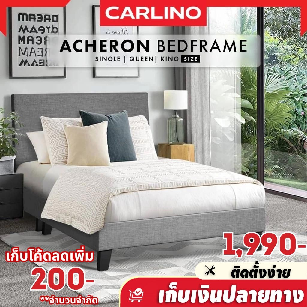 พร้อมส่ง Acheron:เตียง พร้อมหัว ขนาด 3 ฟุต 3.5 ฟุต 5 ฟุต 6 ฟุต โครงไม้ ...