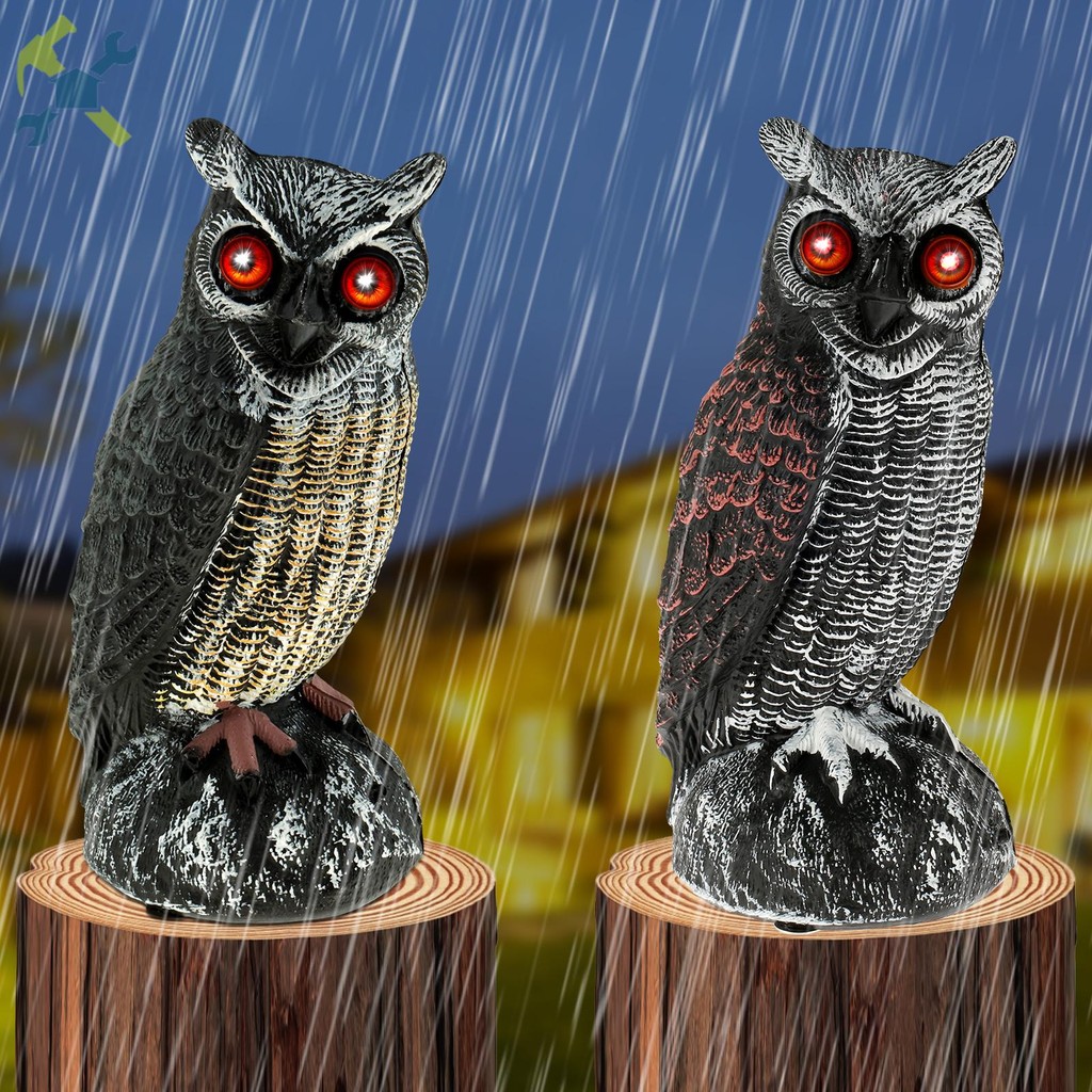 Solar Owl Decoys 2 โหมดการทํางานนกฮูกนก Deterrent กันน้ํา Solar Owl ...