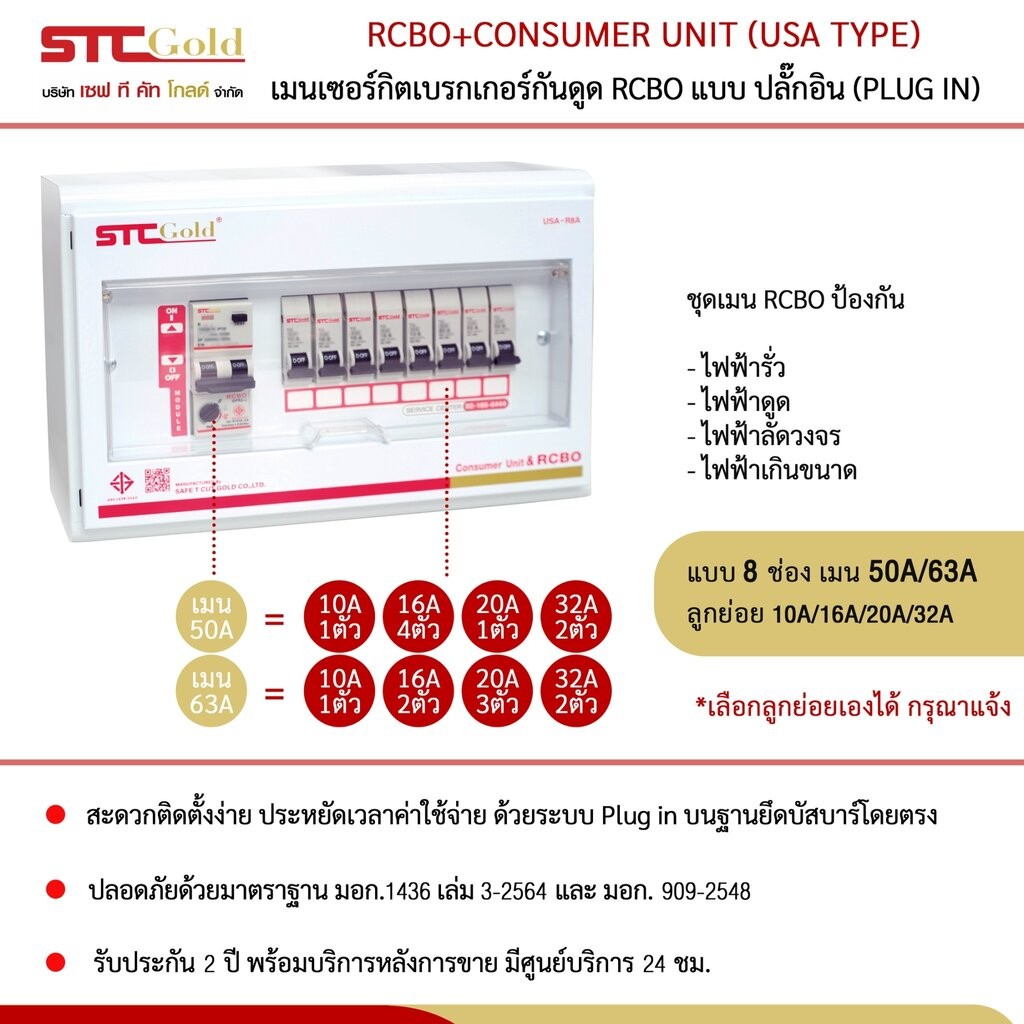 เซฟทีคัท ตู้ไฟกันดูด 12ช่อง SAFETCUT GOLD กันซ๊อต RCBO ปรับค่าได้ ตู้ ...