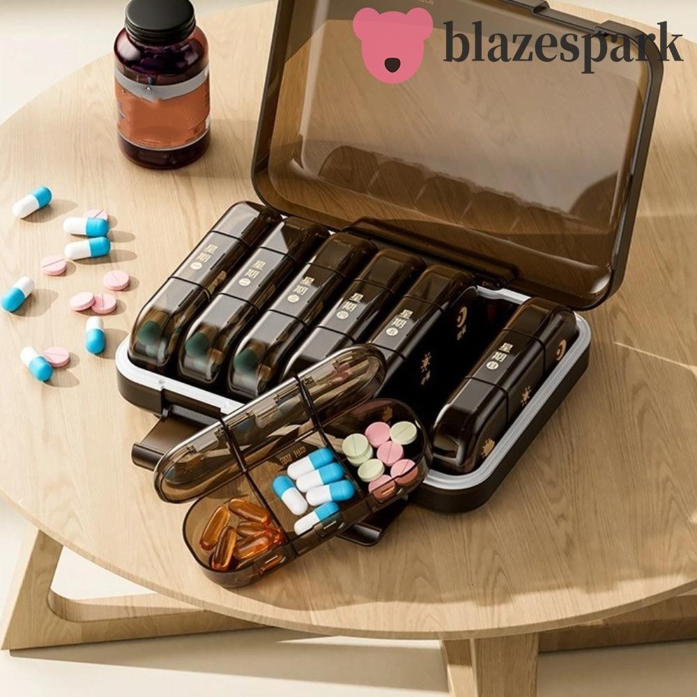 BLAZESPARK กล่องยา, ฟังก์ชั่นเตือนความจําเจ็ดวัน, พลาสติกสร้างสรรค์แบบพกพาสไตล์ญี่ปุ่นรายสัปดาห์ ...