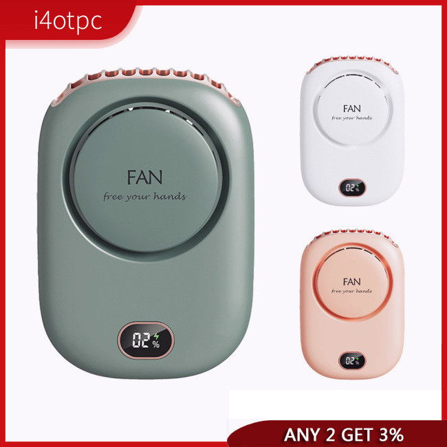 I4otpc พัดลมคล้องคอแบบพกพา, พัดลมคล้องคอ, ชาร์จ USB แบบพกพา Leafless พัดลมพร้อมจอแสดงผล, แขวนคอ ...