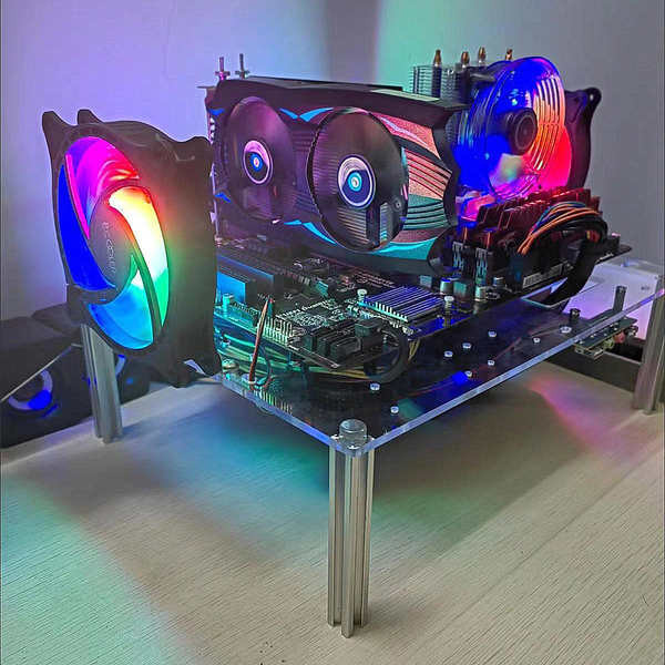 คอมประกอบ เคสคอม MATX Open Frame อะคริลิคเคสคอมพิวเตอร์เดสก์ท็อป DIY ...