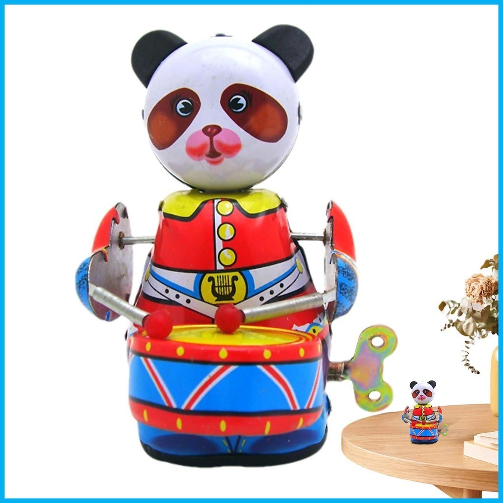 Wind-up โลหะสัตว์ Retro หุ่นยนต์ Panda Wind-up Drumming ของเล่นเด็ก ...