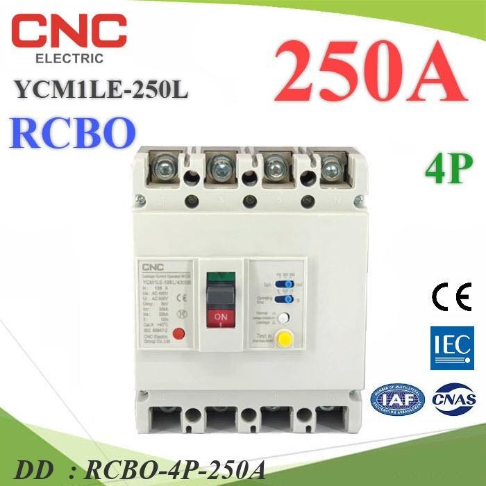 RCBO-4P-250A 250A 4P RCBO เบรกเกอร์กันดูด MCCB AC 3เฟส Residual Current ...