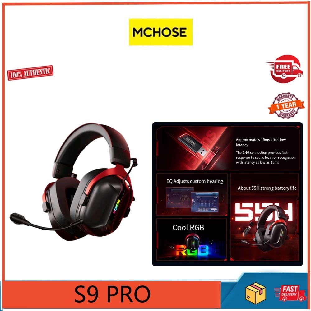ชุดหูฟัง MCHOSE S9 Pro เชื่อมต่อสามโหมด เกม E-sports ระดับทัวร์นาเมนต์ระดับมืออาชีพ ดีเลย์ต่ํา ...