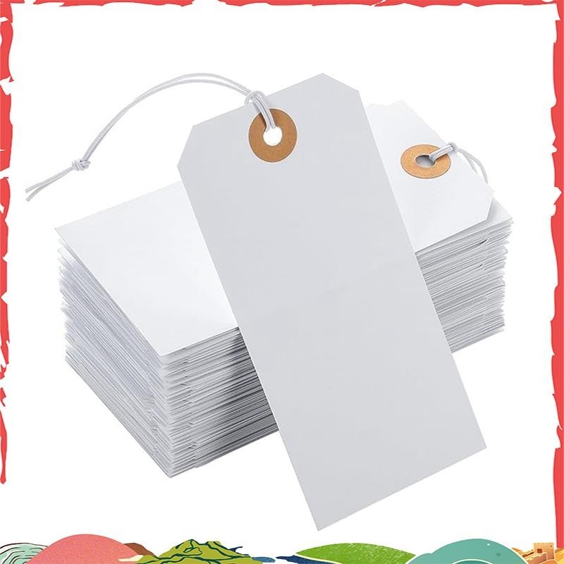 Super 100 ชิ้น Perforated Cotton Elastic Line Hang Tags Card แผ่นตัวเลข ...
