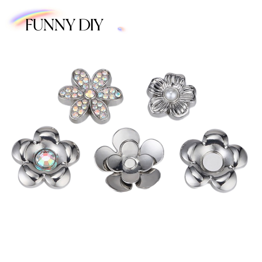 silver Flowerstylish Crocs Shoes for Girls with Metal Flower ...