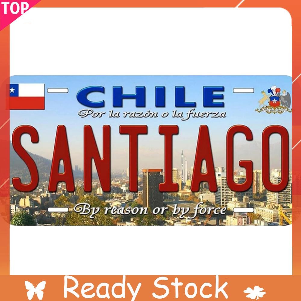 Vintage Metal Plate San Tiago ภาพวาดเหล็กสี่เหลี่ยม Wall Home ...