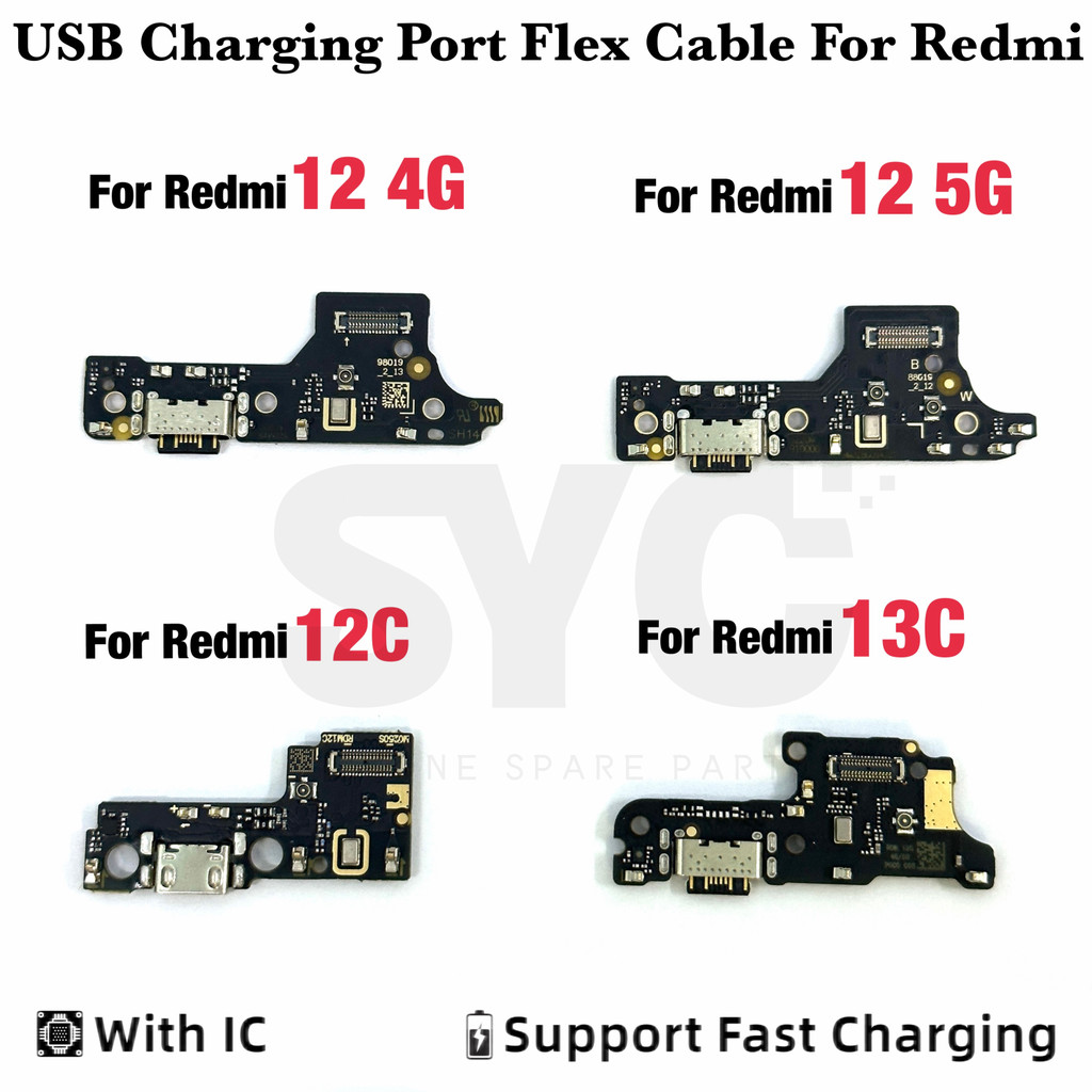 สําหรับ Xiaomi Redmi 13C 12C 12 4G 5G USB ชาร์จ Dock Connector พอร์ต ...