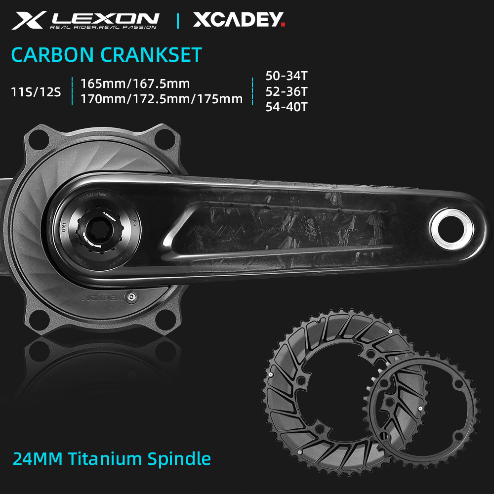 Lexon Road Full Carbon Cranksets Superlight จักรยาน Cranks 411g 24mm ไทเทเนียมแกน 165/167.5/170 ...