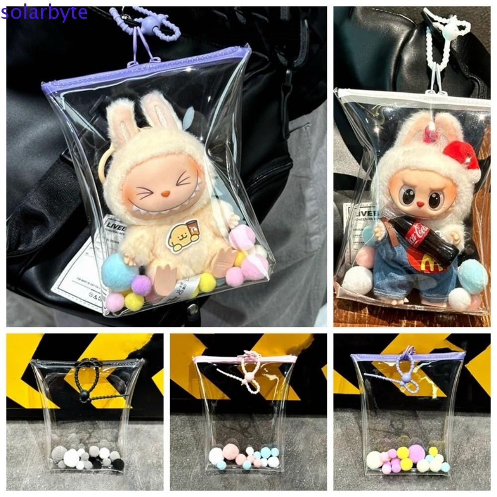 SOLARBYTE 17 ซม. Labubu ตุ๊กตากระเป๋า, Candy Pocket โปร่งใส Labubu กระเป๋า,ใสแบบพกพากันน้ํา ...