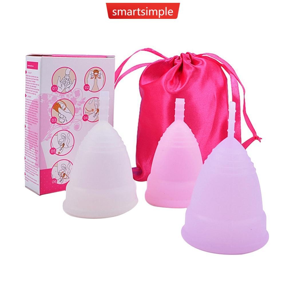SMARTSIMPLE 1 PC ถ้วยประจําเดือนถ้วยผู้หญิงซิลิโคนสุขอนามัยของผู้หญิง ...