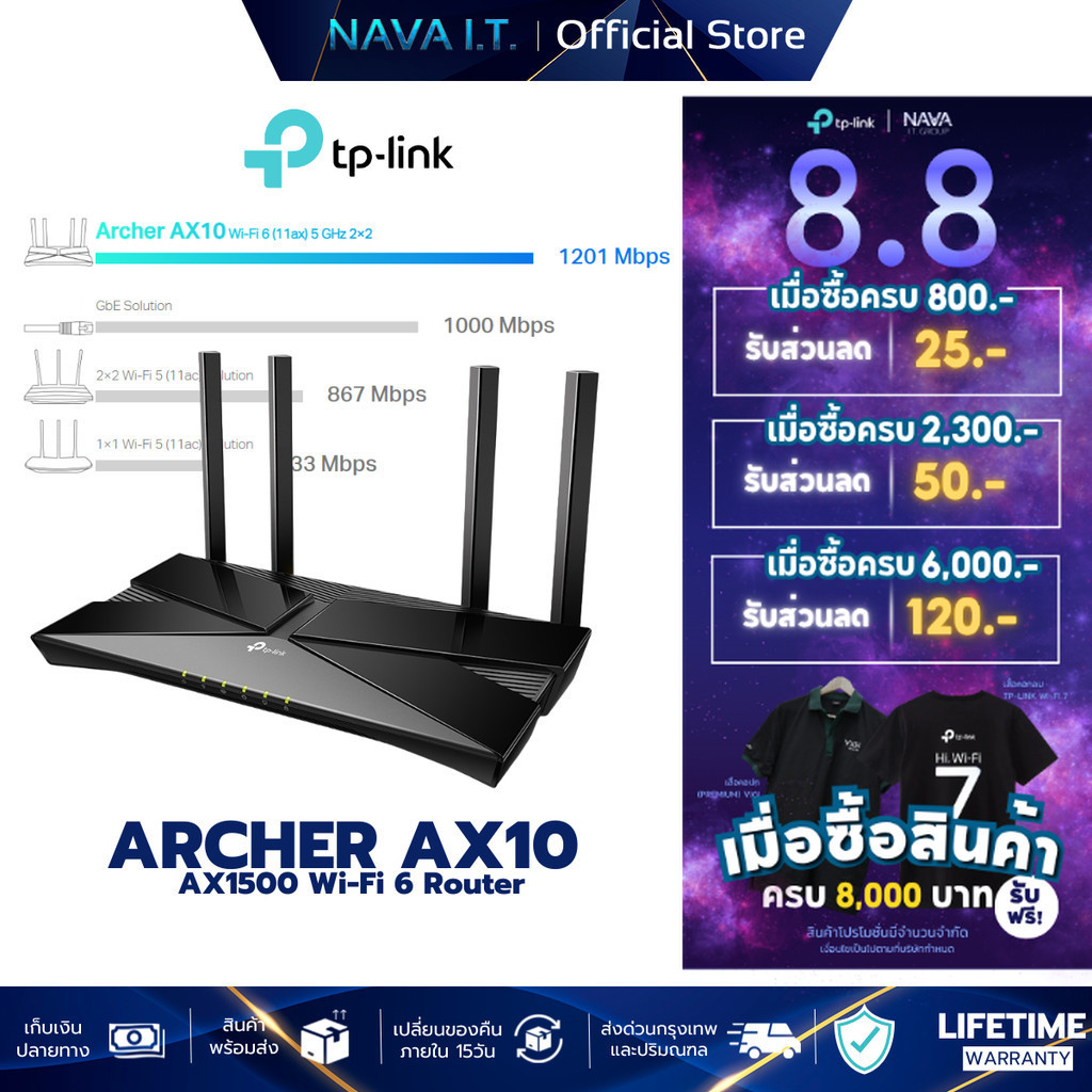 TP-LINK ARCHER AX10 WI-FI 6 ROUTER เราทเตอร์ ขยายสัญญาณไวไฟ | Shopee ...