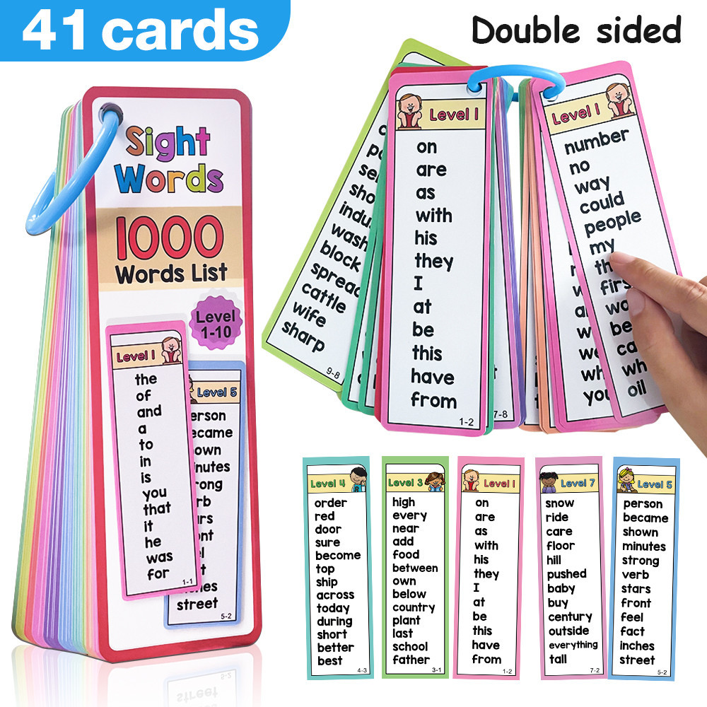 Educational Cognitive Card Double-Sided Sight Words English Flashcards ...