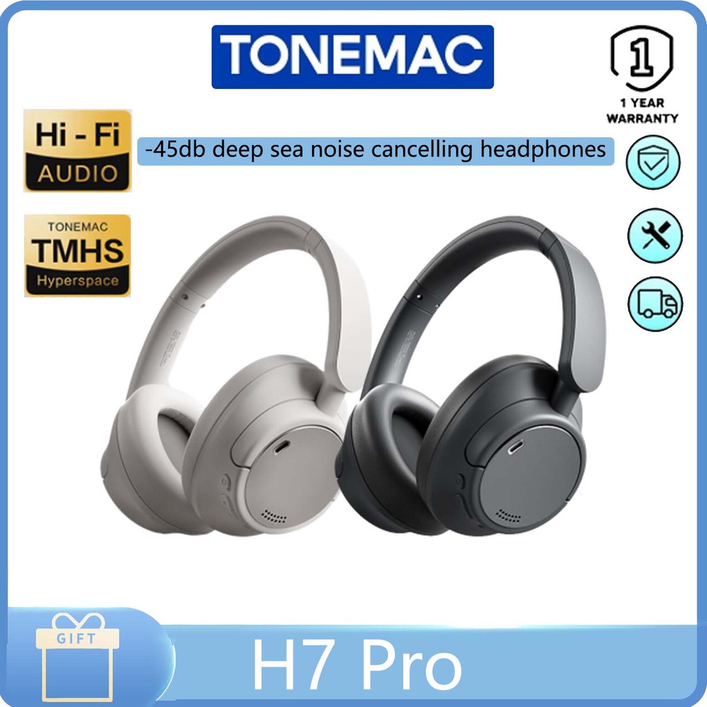 Tonemac H7 Pro Headphone Active Noise cancelling 5.3 Bluetooth 2024 ...