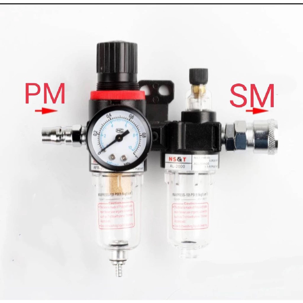 AFC2000 กรองอากาศปั้มลม ชุดกรองลมดักน้ำ กรองท้ายกาพ่นสี ปรับแรงดันลม PM20+SM20 | Shopee Thailand