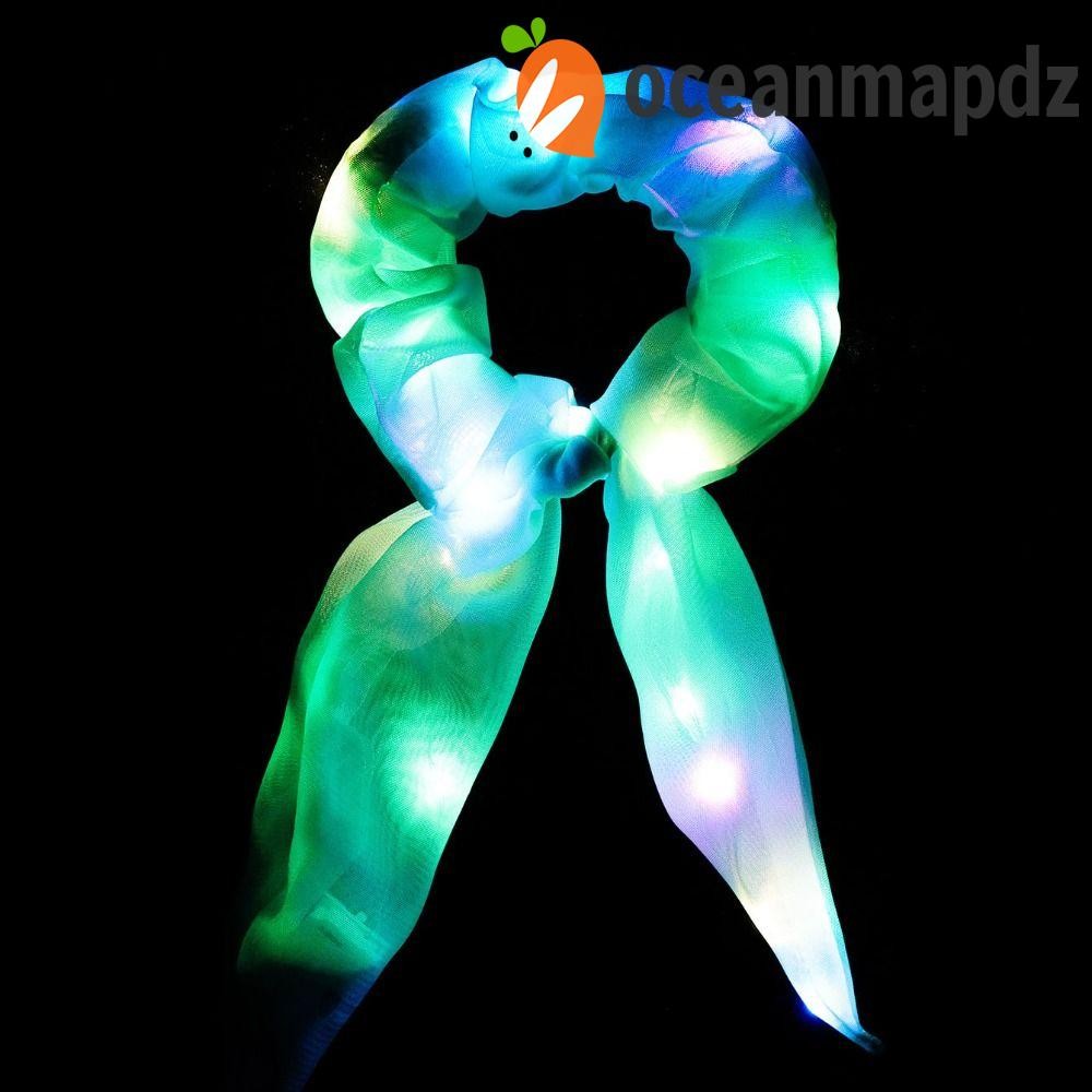 Oceanmapdz Luminous Hair Bands Scrunchies, LED Bow Light Up ยางรัด ...