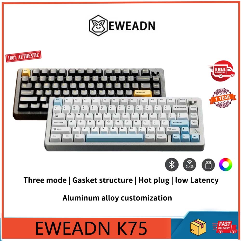 Eweadn K75 อลูมิเนียมอัลลอยด์สามโหมดแป้นพิมพ์เครื่องกลที่กําหนดเอง ...