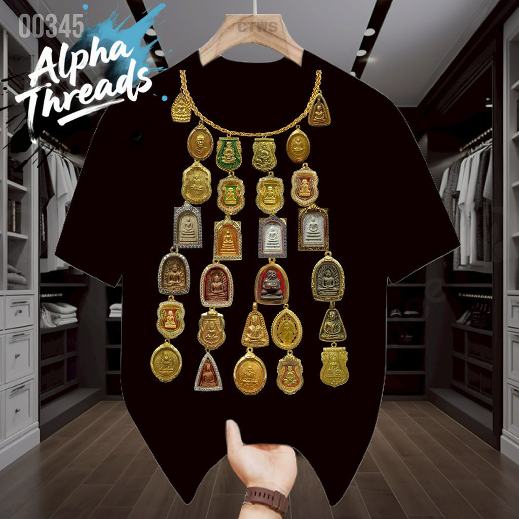 (จัดส่งตลอด 24 ชั่วโมง)Alpha Threads เสื้อยืดสกรีนลาย“สร้อยพระ”สินค้า ...