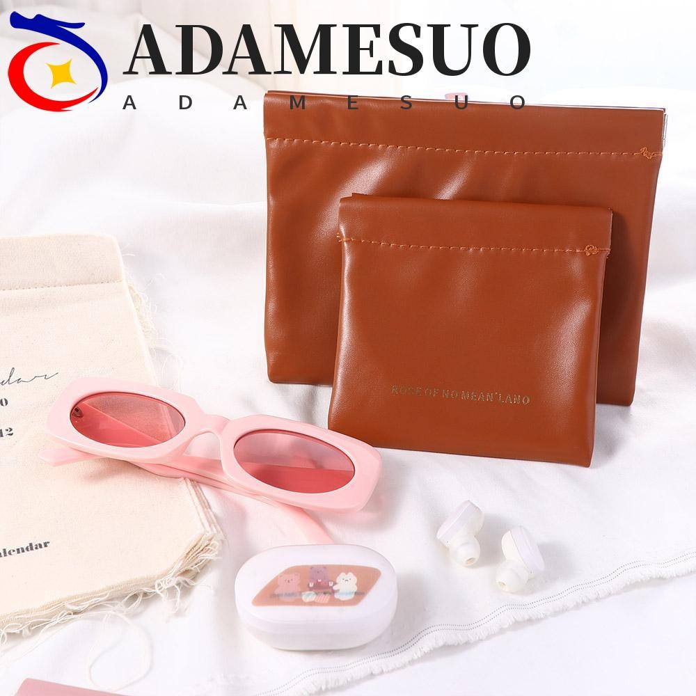 ADAMESUO กระเป๋าสตางค์ขนาดกระทัดรัด หนัง PU แบบปิดอัตโนมัติกันน้ำ สำหรับใส่ผ้าอนามัยและสายข้อมูล ...