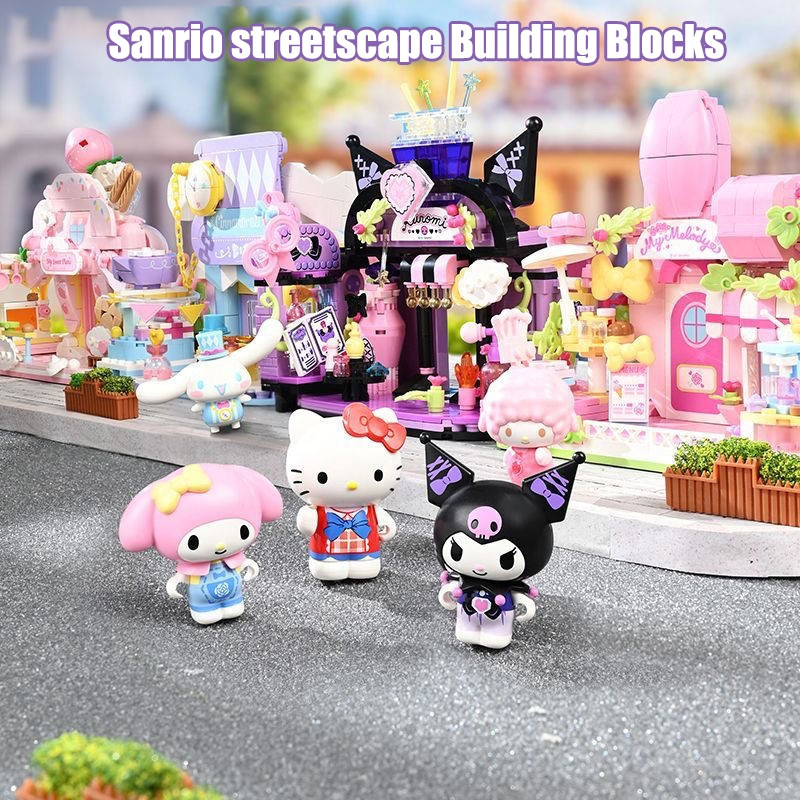ใหม่ Sanrio Hello Kitty Street View Building Blocks ชุด Kawaii DIY Mini ...