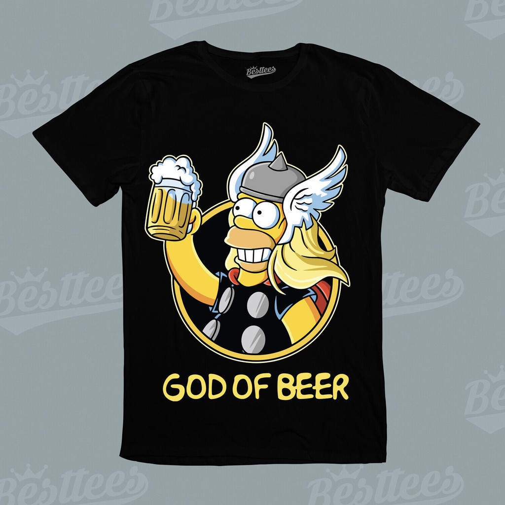ใหม่ Homer Thor Simpson Super Hero God Of Beer เสื้อยืดกราฟิกตลก COD ...