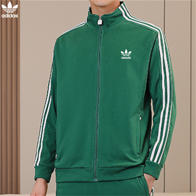 Adidas Clover ผู้ชายปักโลโก้ Retro Trend Jacket คู่รัก Athleisure ชุดว ...