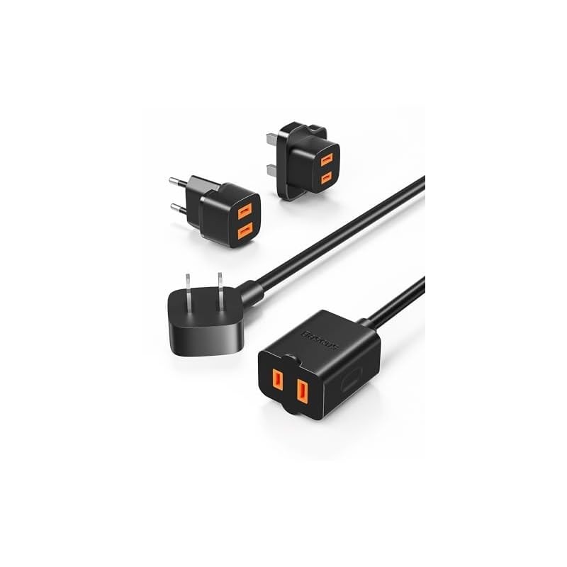 Universal Travel Adapter and Extension Cord - EU/UK Plug Included ...