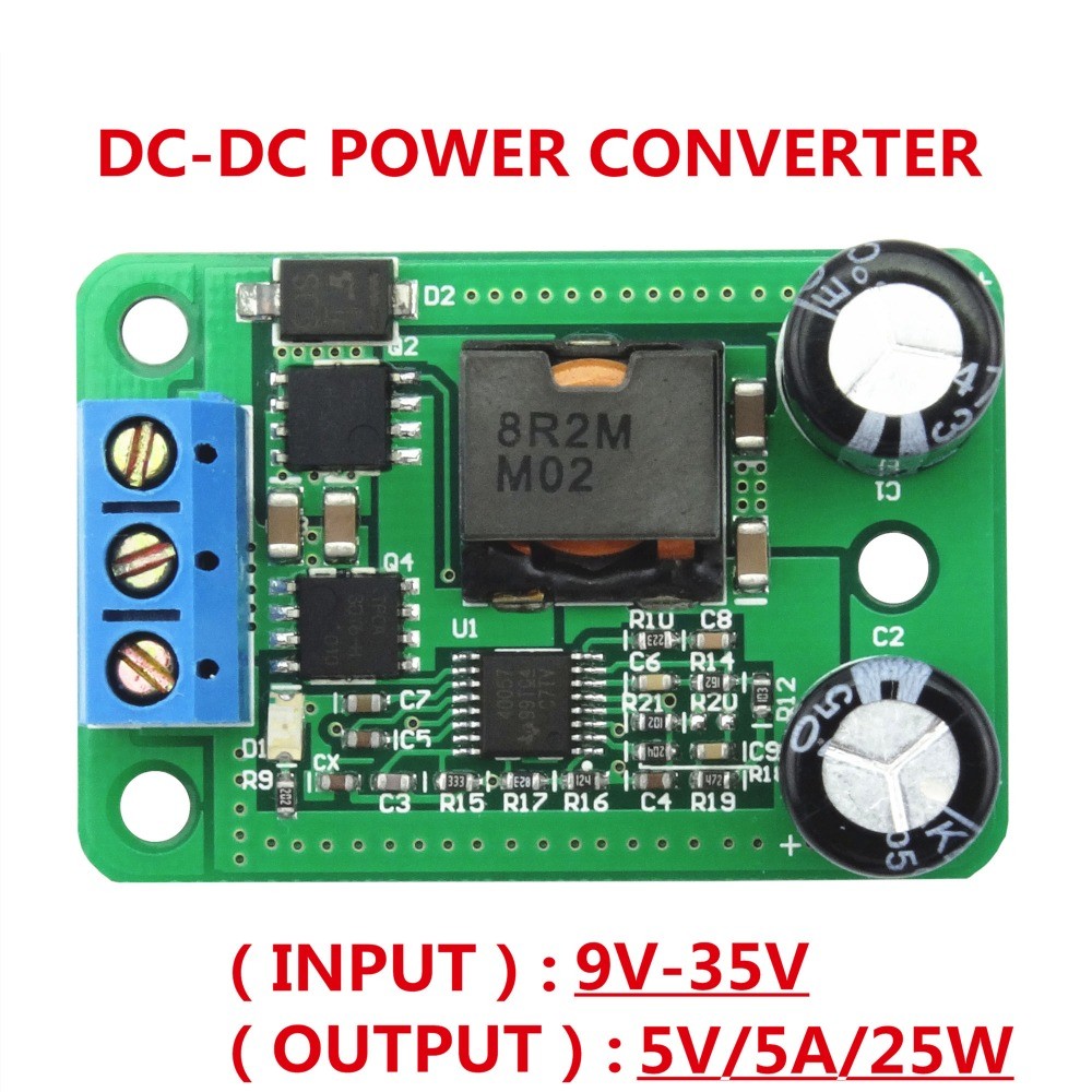 24v/12v ถึง 5V/5A 25W DC-DC Buck ขั้นตอนลงโมดูลแหล่งจ่ายไฟ Synchronous Rectification Power ...